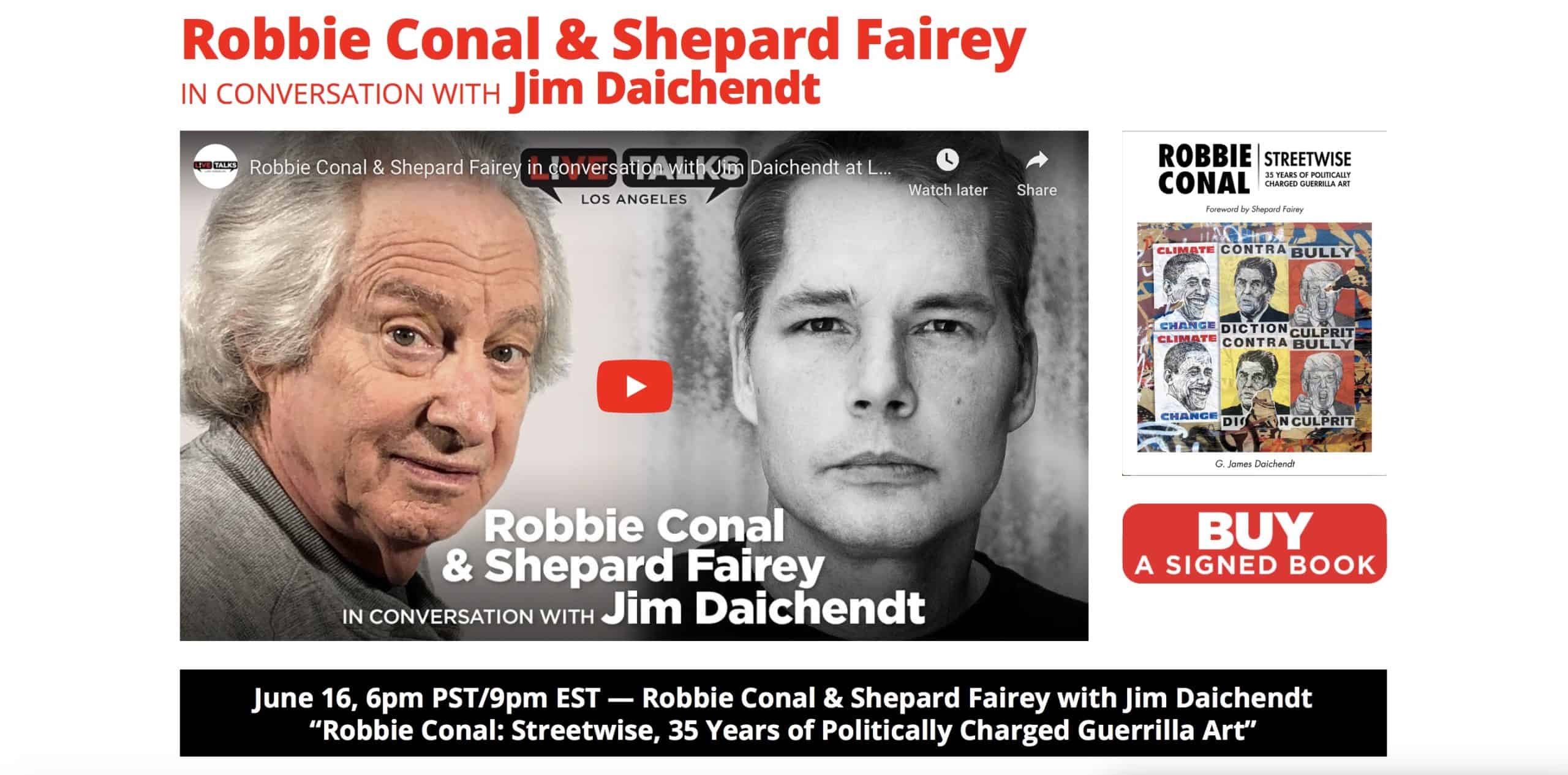 Robbie Conal & Shepard Fairey with Jim Daichendt, Jun. 16 | 6pm PST/9pm ...