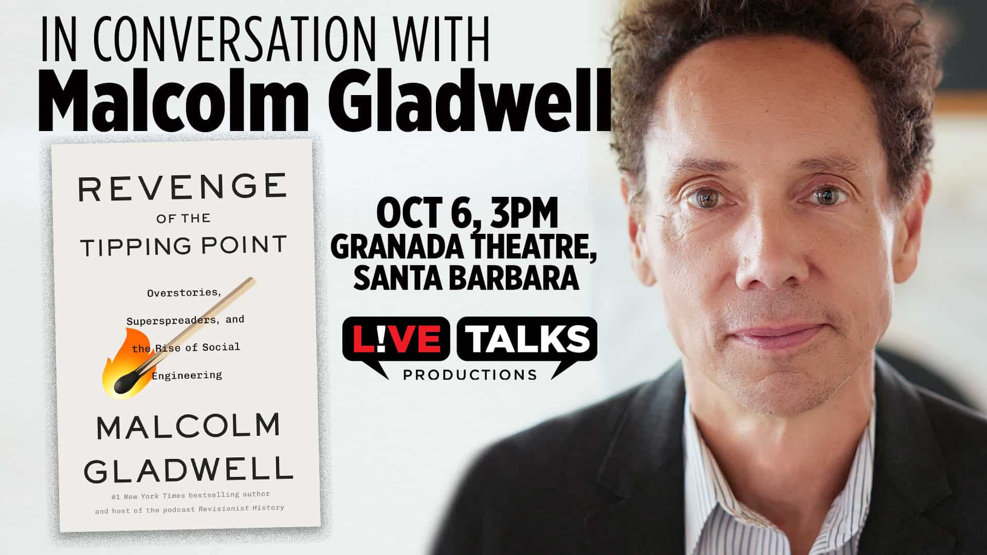 Malcom Gladwell with Paul Levine (Santa Barbara), Oct. 6 | Live Talks Productions